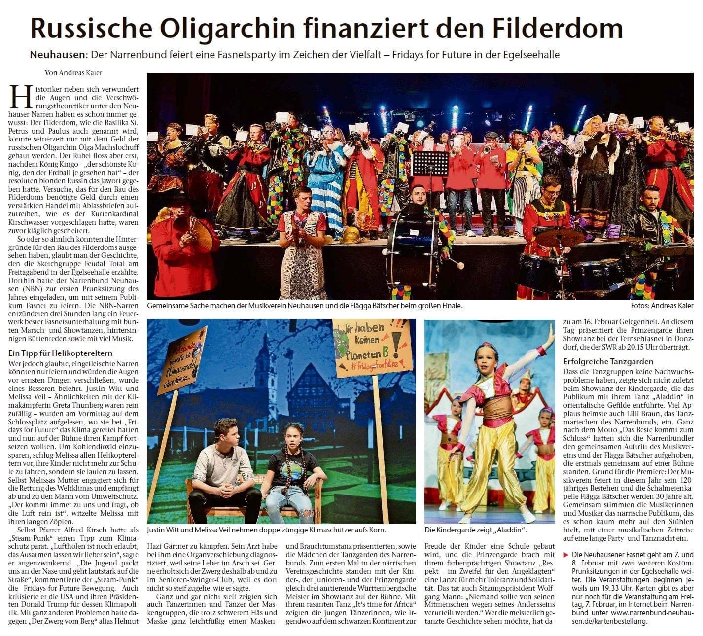 Bericht Esslinger Zeitung (02.02.20) – Narrenbund Neuhausen e.V. 1965